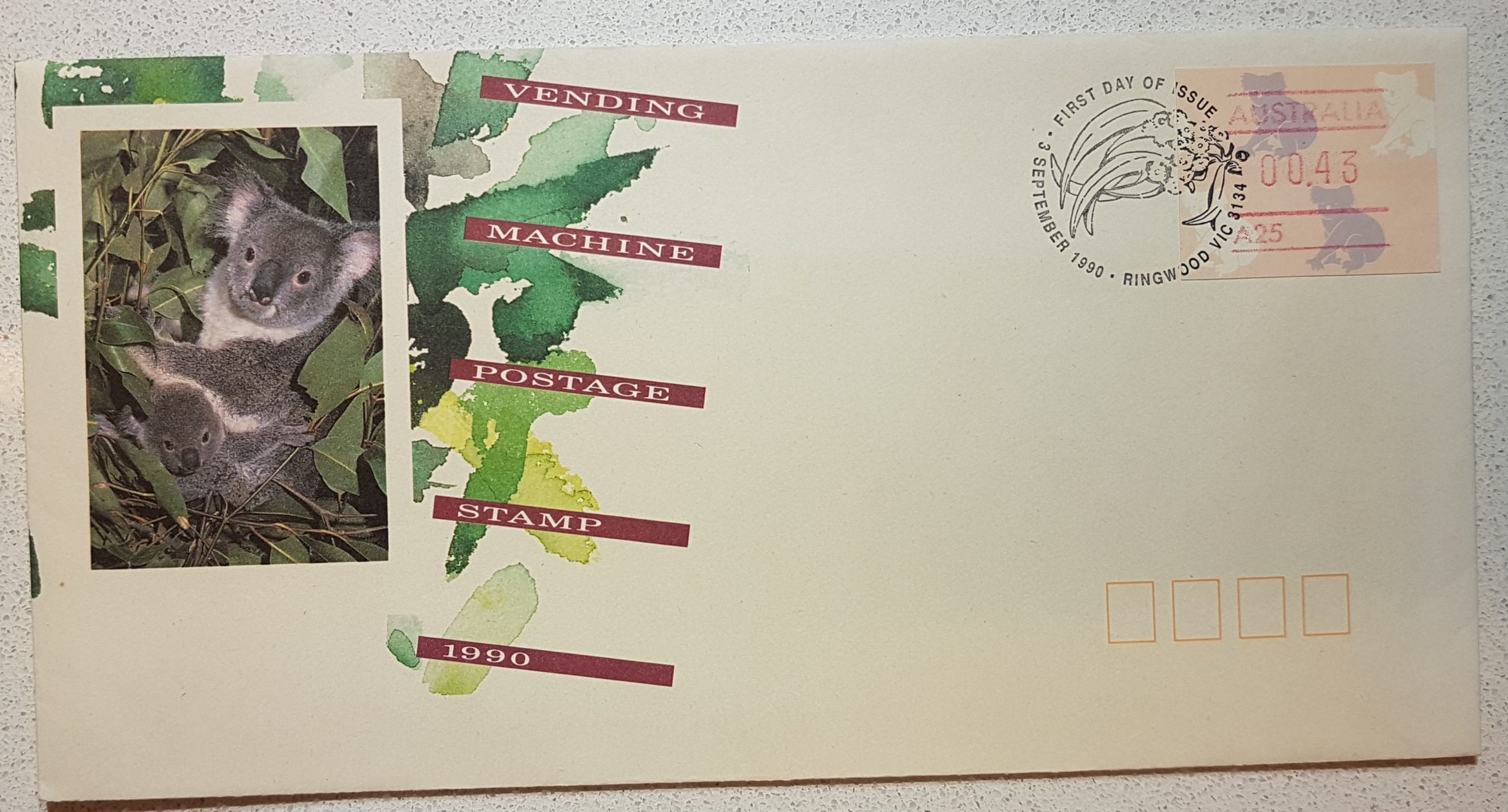 @1990 Australia Vending Machine Postage Stamp FDC – TC Stamps & Coins