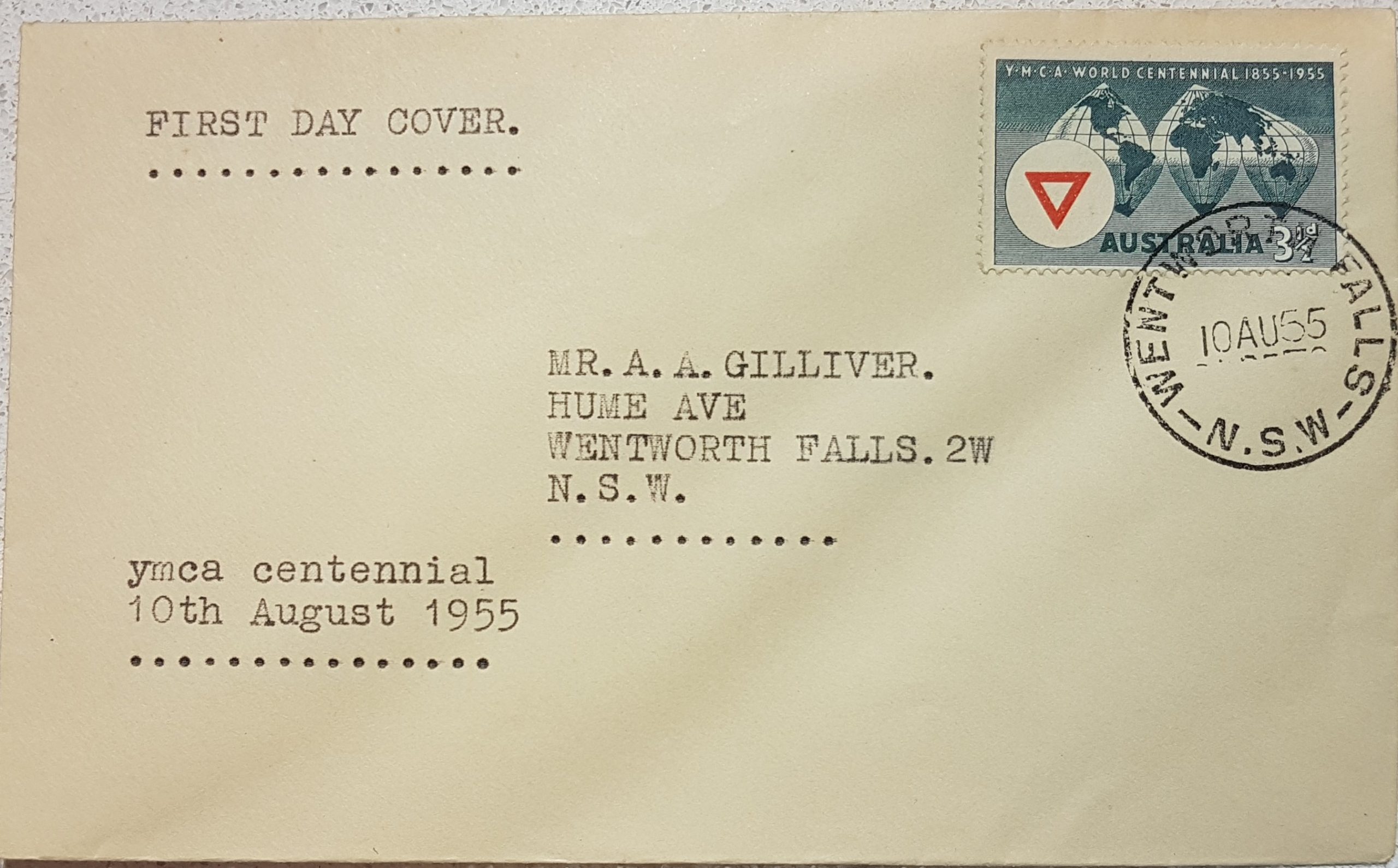 @1955 Centenary of YMCA FDC – TC Stamps & Coins
