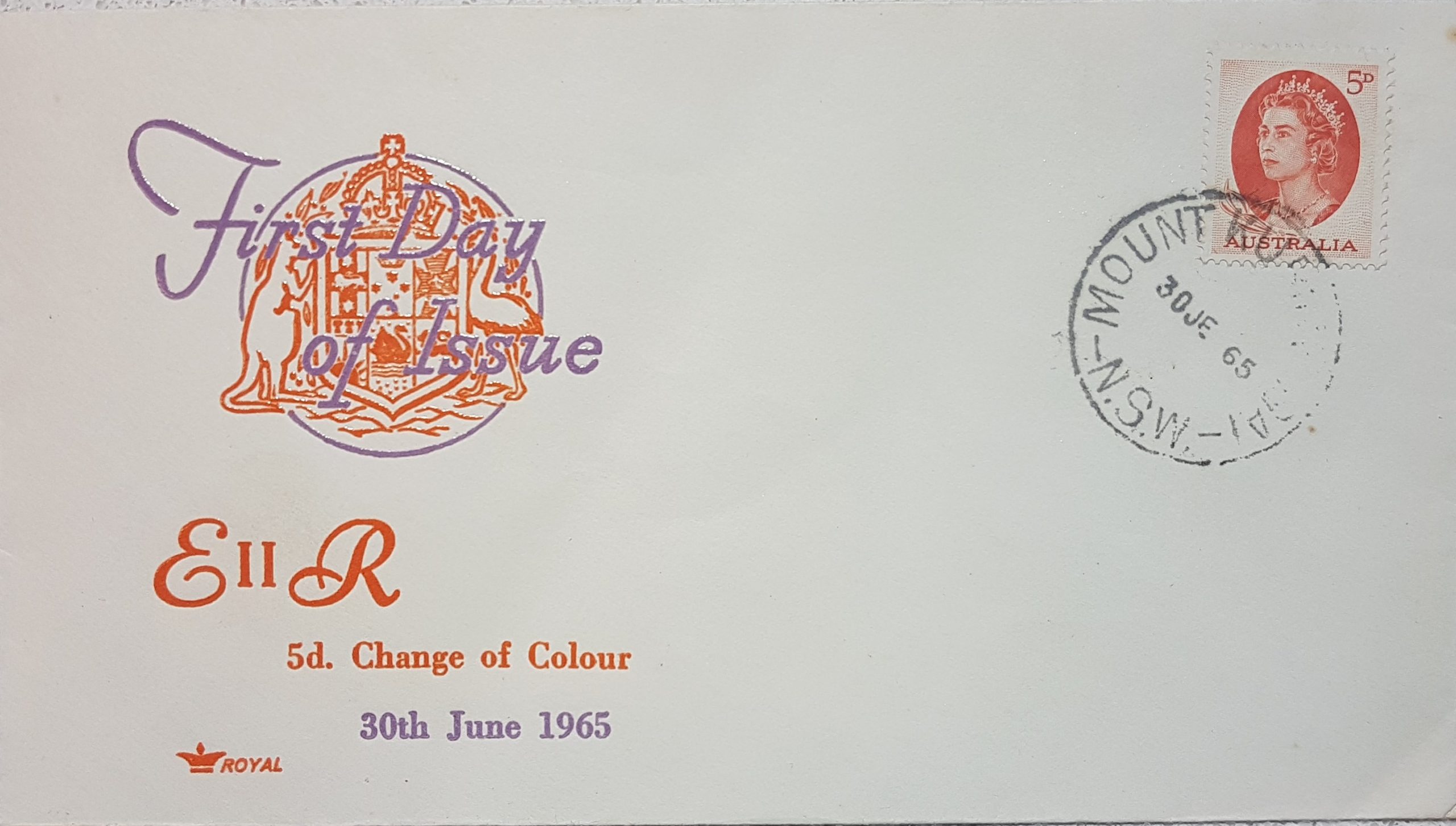 @1965 Australia Change of Colour FDC – TC Stamps & Coins