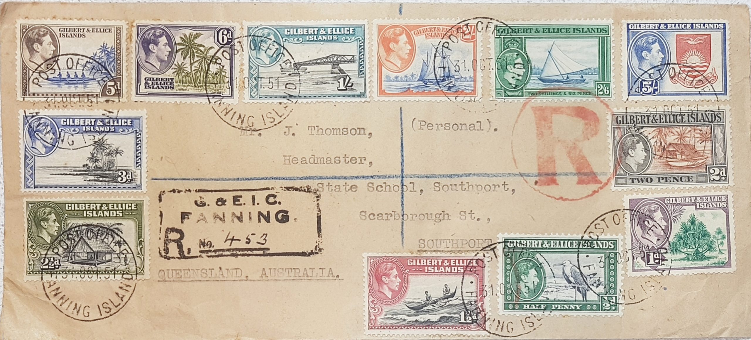 @1951 Gilbert Islands Set FDC – TC Stamps & Coins