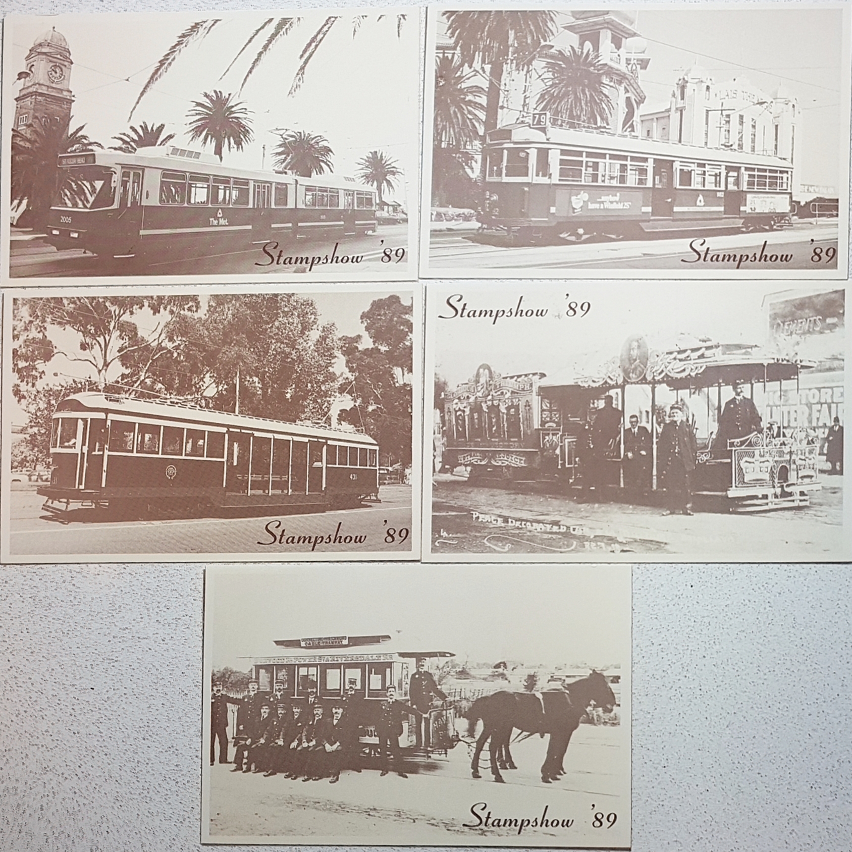 1989 Australia Commemorating Stamp Show Trams Set x 5 – TC Stamps & Coins