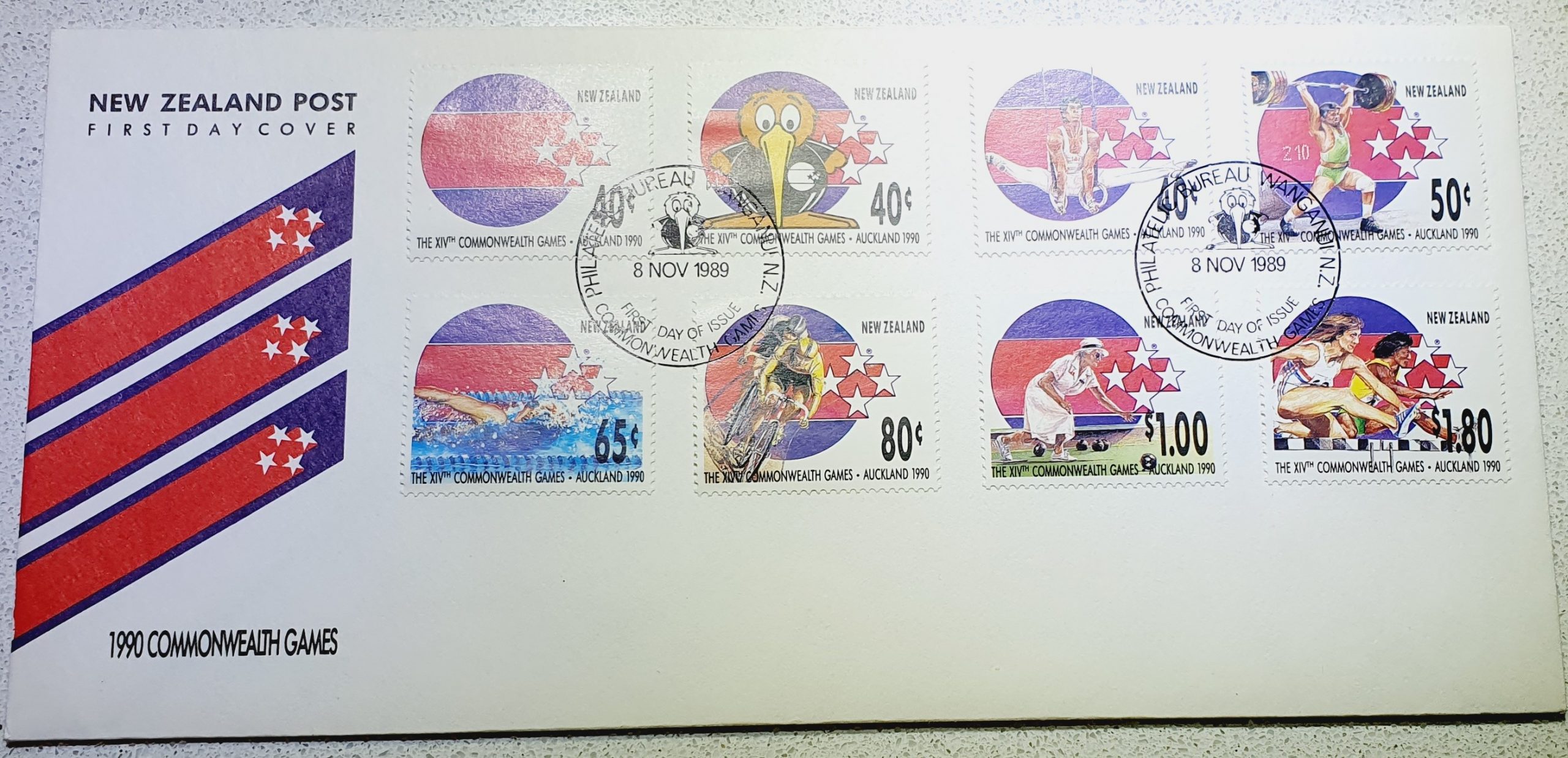 @1990 New Zealand commonwealth Games FDC – TC Stamps & Coins