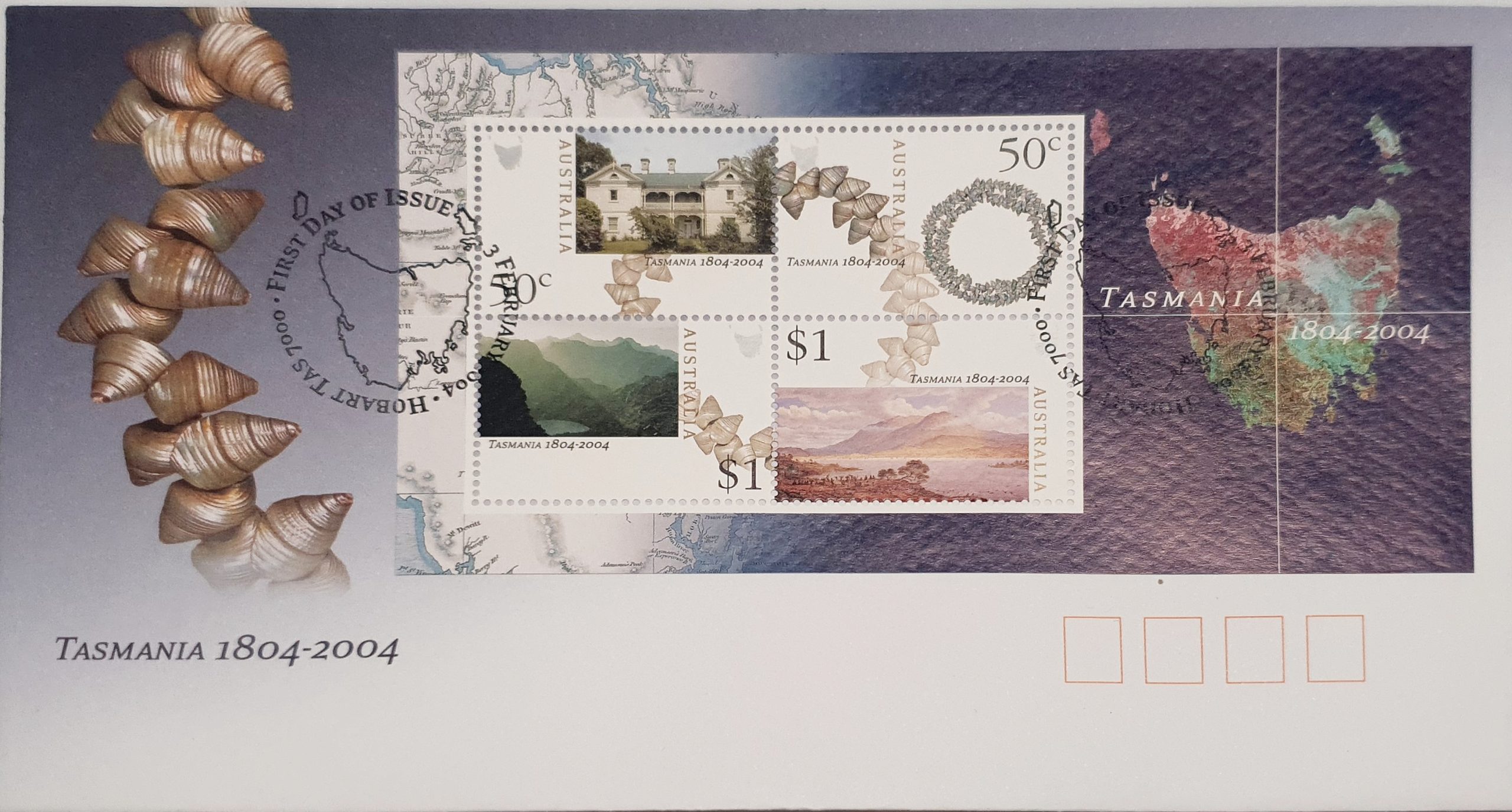@2004 Australia Centenary of Tasmania MS FDC – TC Stamps & Coins