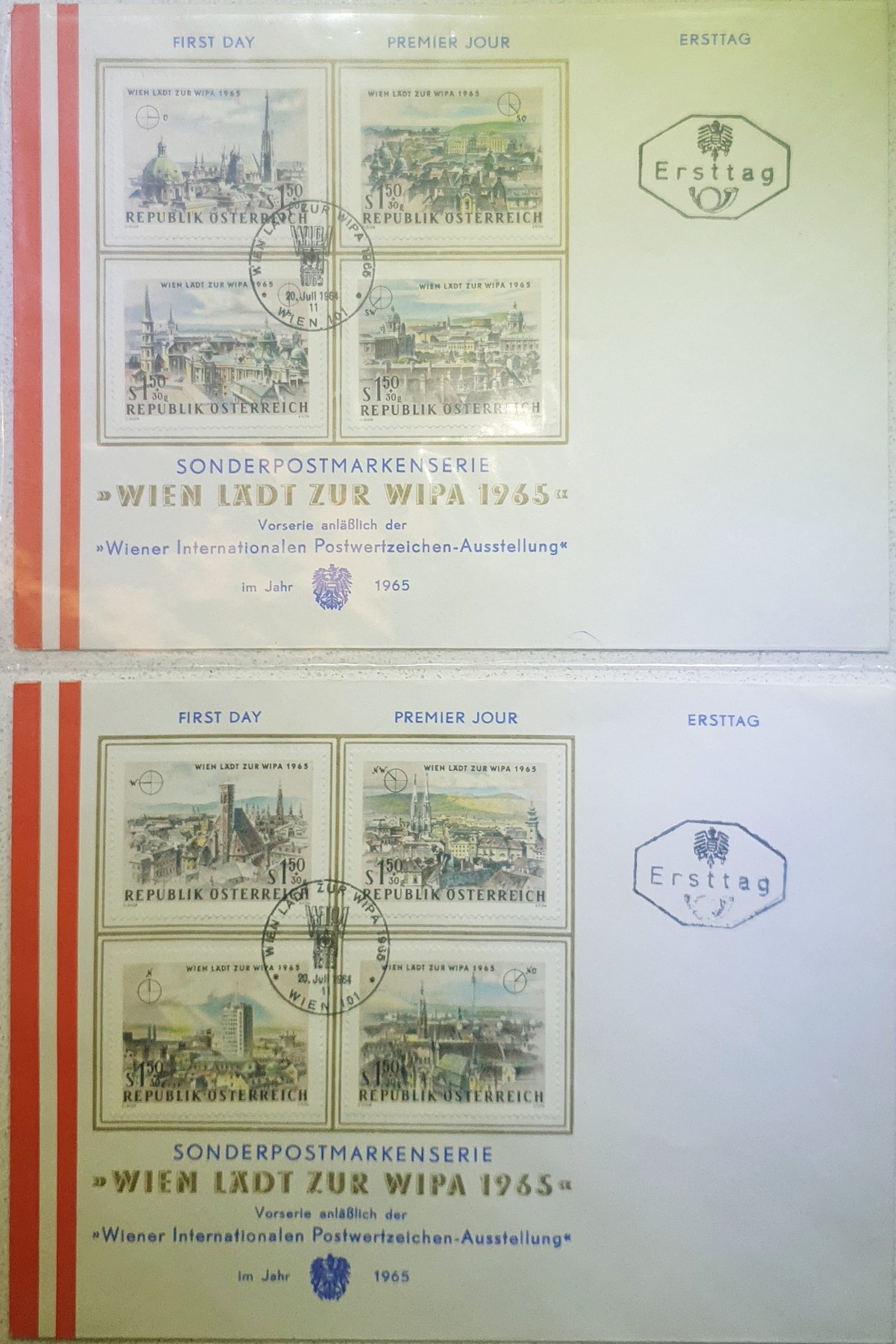 @1964 Austria Stamp Exhibition Vienna Set FDC x 2 – TC Stamps & Coins